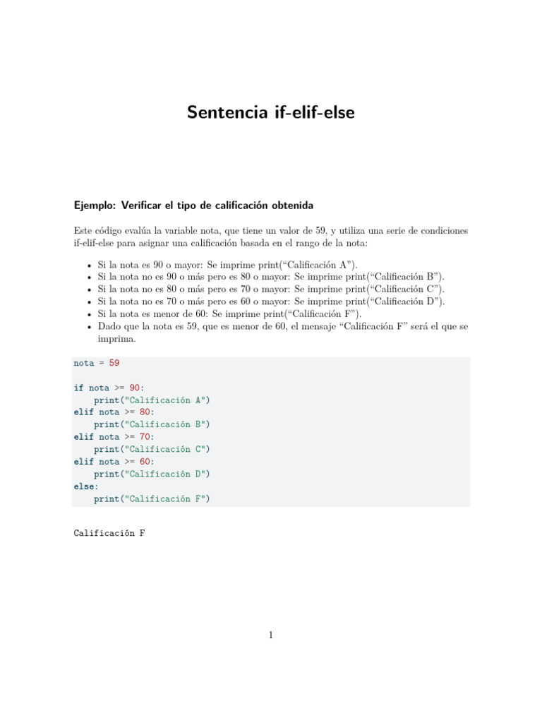 6.2 Sentencia - IF - ELIF - ELSE - Ej1 | PDF