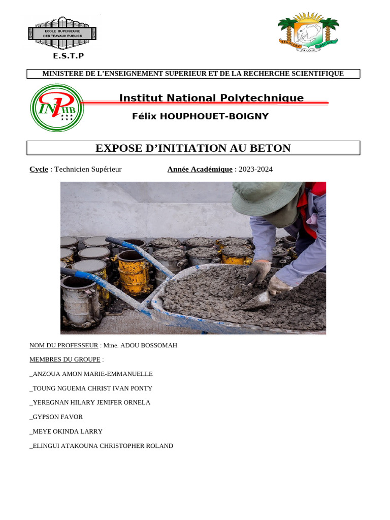 Expose Les Essais Sur Le Ciment | PDF