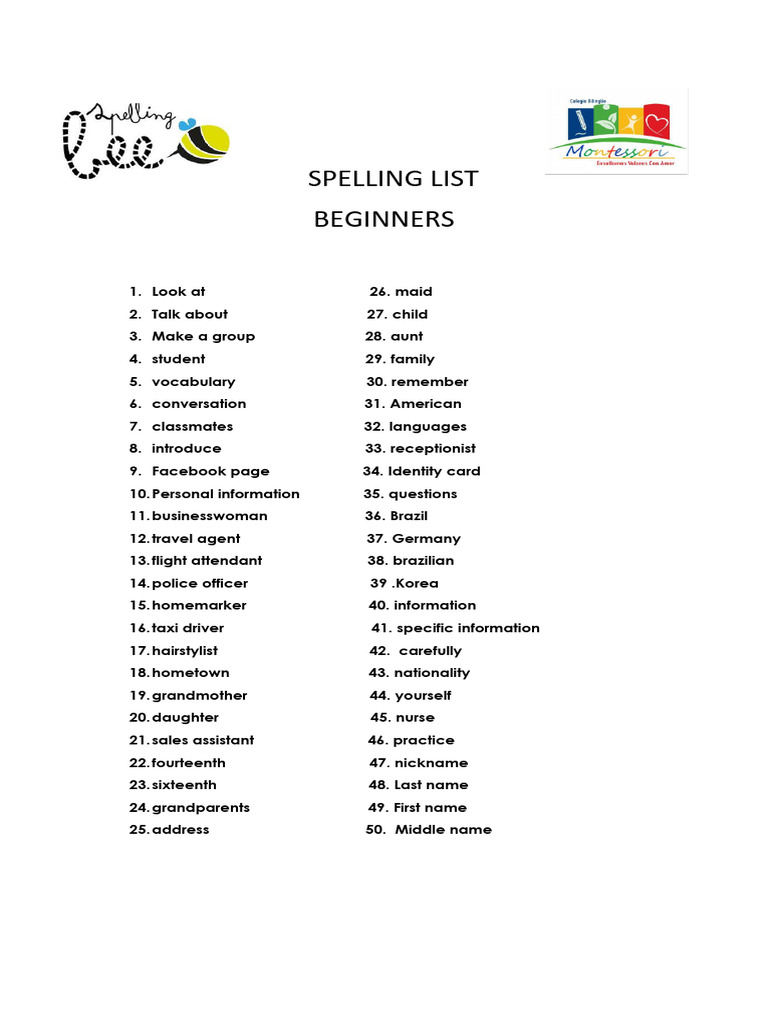 Spelling List | PDF