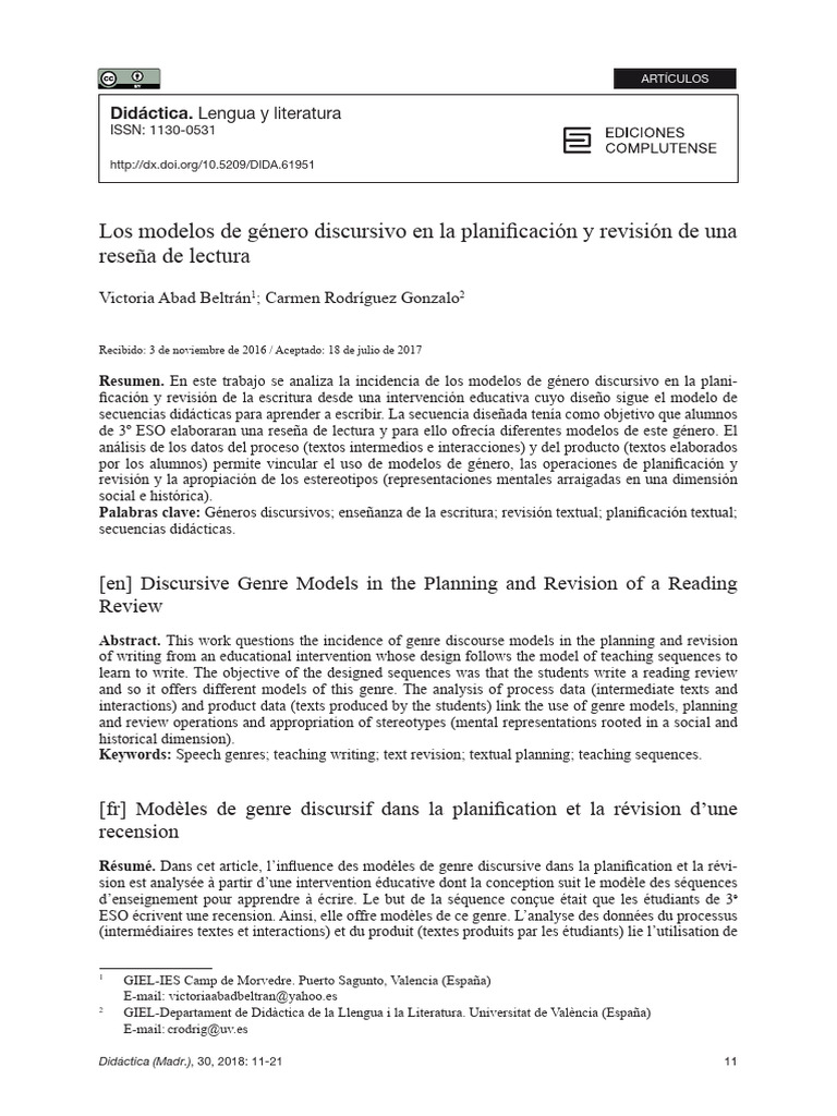 Rguez Gonzalo - Los - Modelos - de - Genero - Discursivo - en - La - Planif y Revis de Reseña | PDF