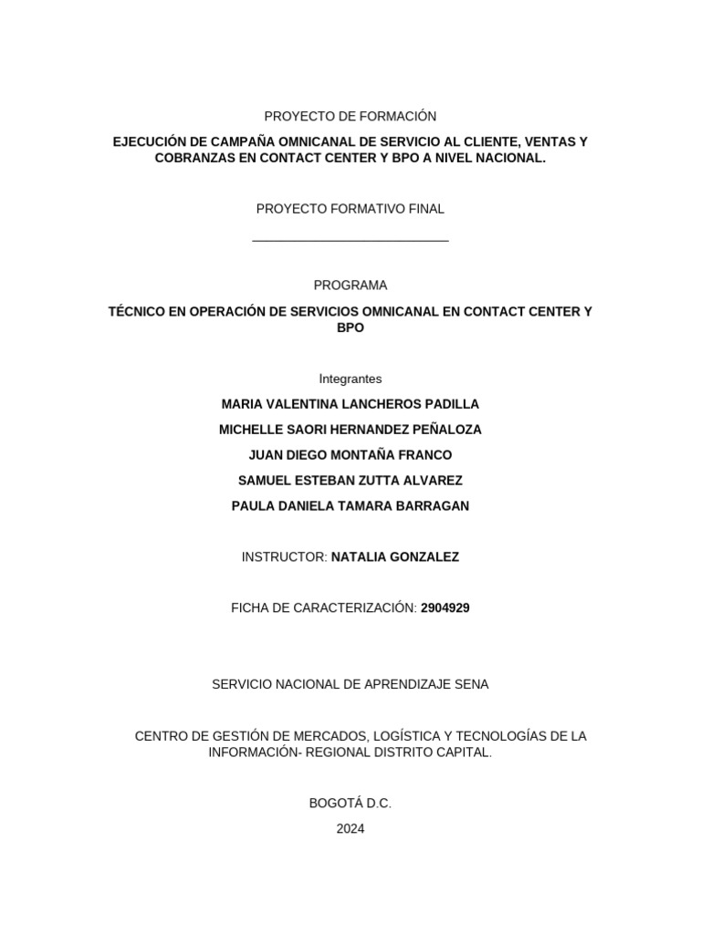 Proyecto Formativo Fase 1 | PDF