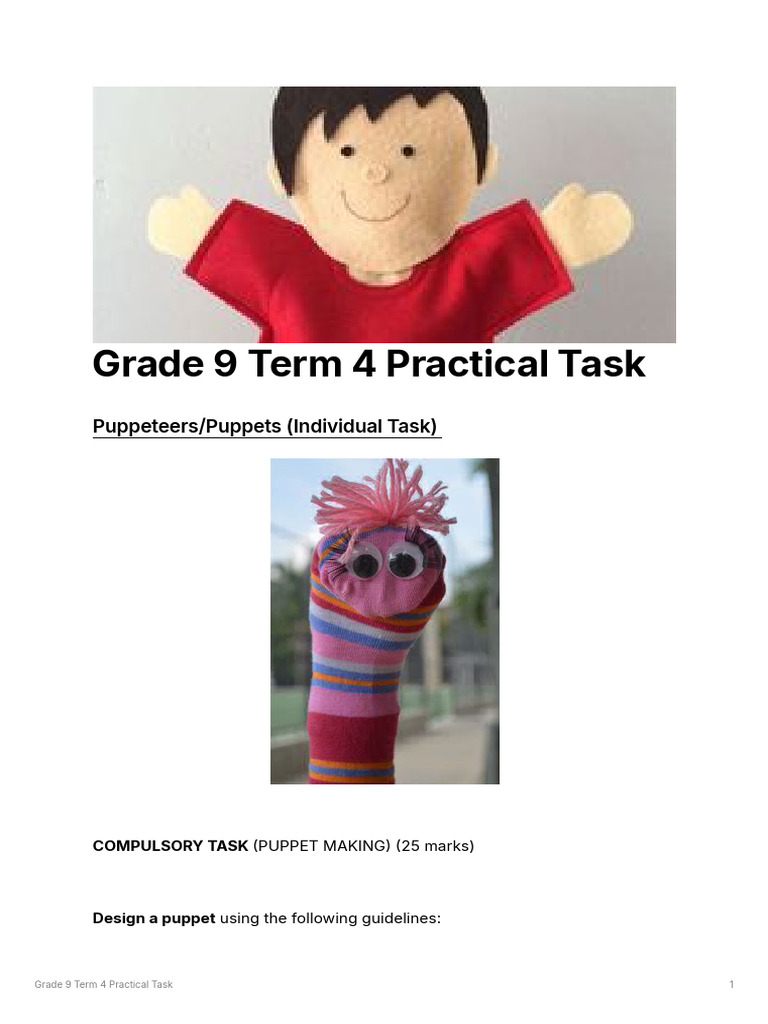 Grade 9 Term 4 Task Puppets | PDF