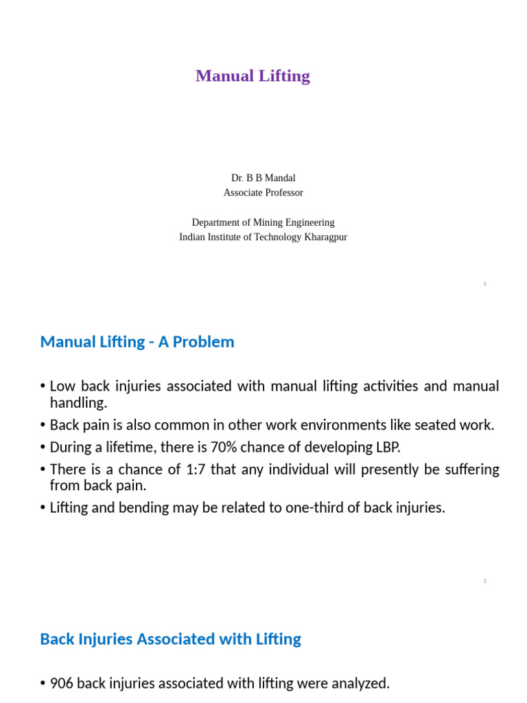 Ind Hygiene 020 Manual Lifting | PDF