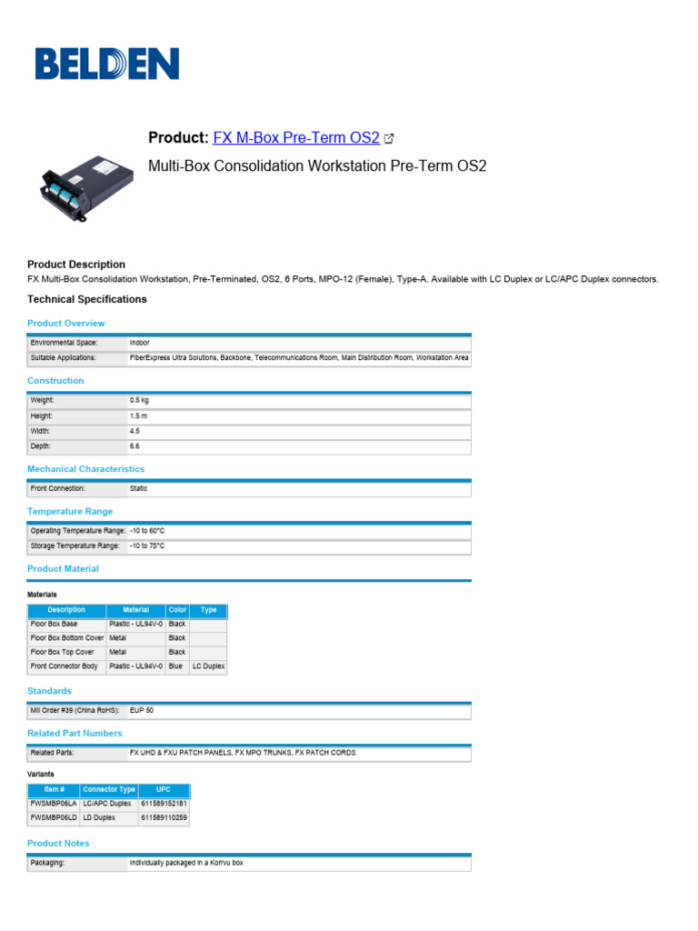 FXM BoxPre TermOS2 - Techdata | PDF