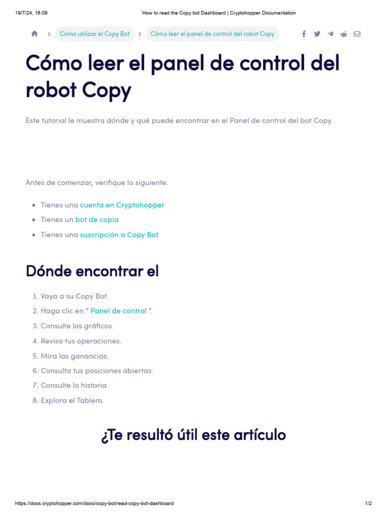 How to read the Copy bot Dashboard _ Cryptohopper Documentation | PDF