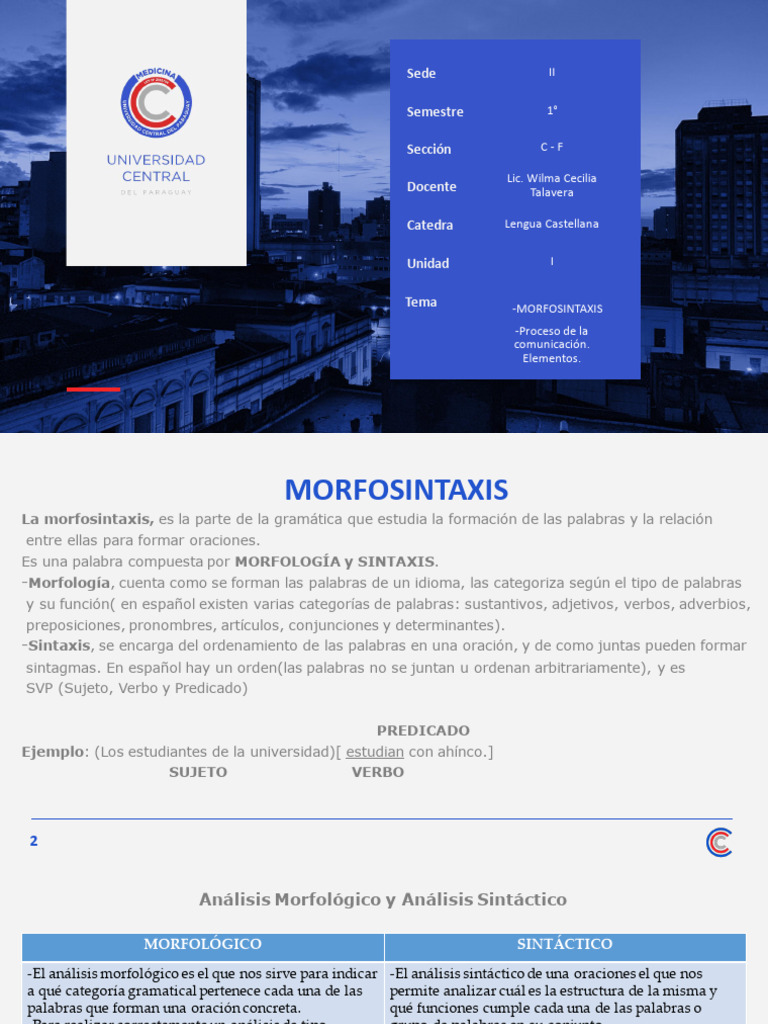 Aula 2 - Morfosintaxis - Comunicación. Elementos | PDF
