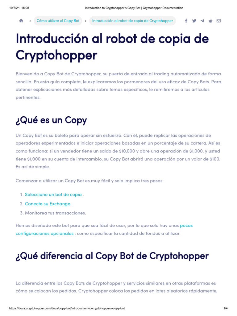 Introduction To Cryptohopper's Copy Bot - Cryptohopper Documentation | PDF