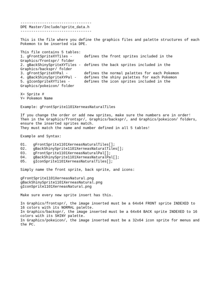 Sprite Data.h | PDF