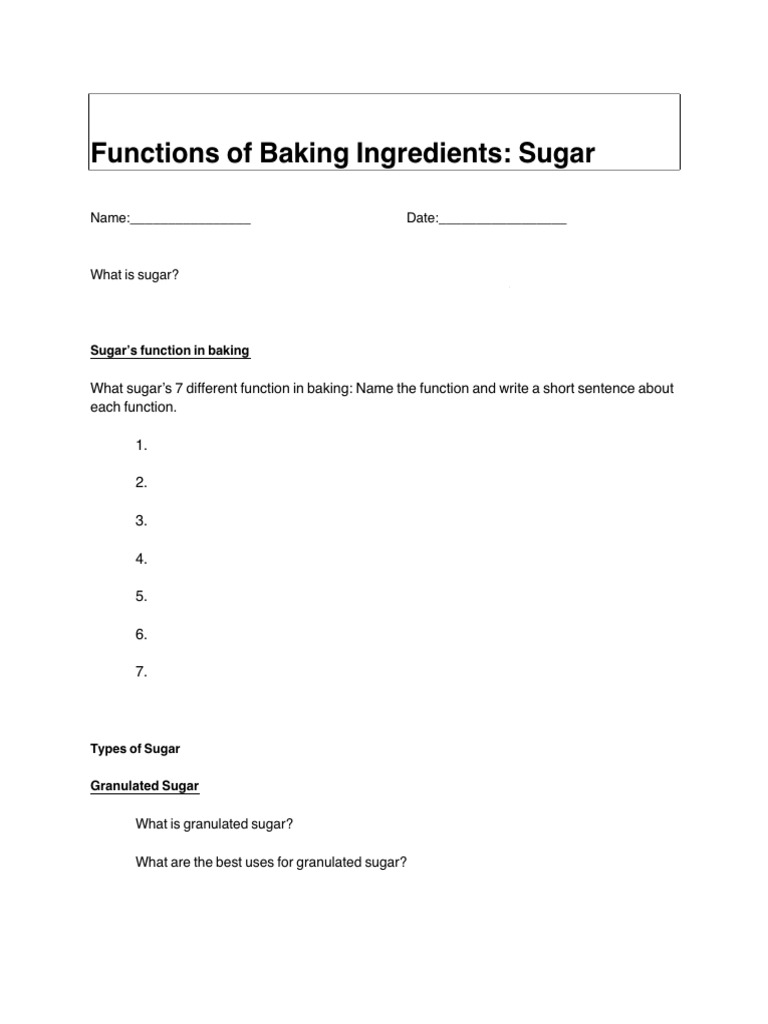 Functions+of+Ingredients Sugar | PDF