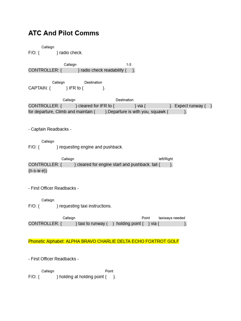 ATC and Pilot Comms 2 | PDF