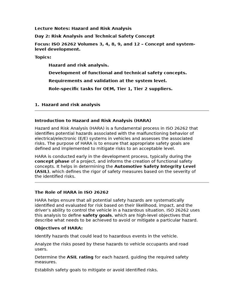 Lecture Notes ISO 26262 Day2 | PDF