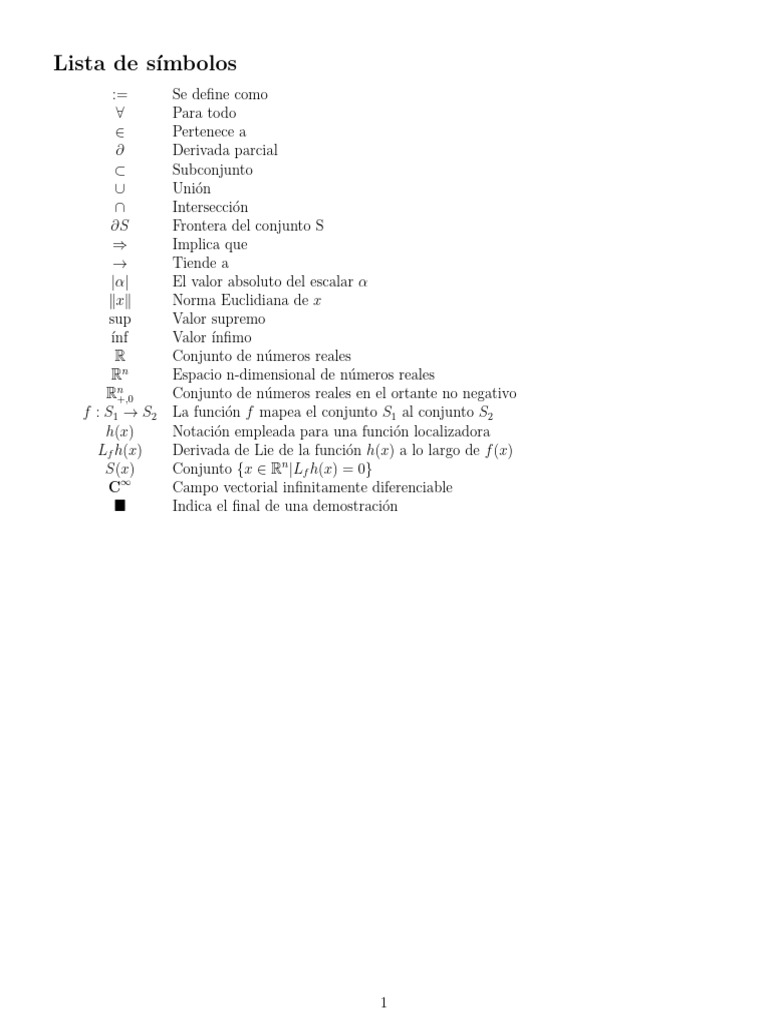 Lista de Simbolos | PDF
