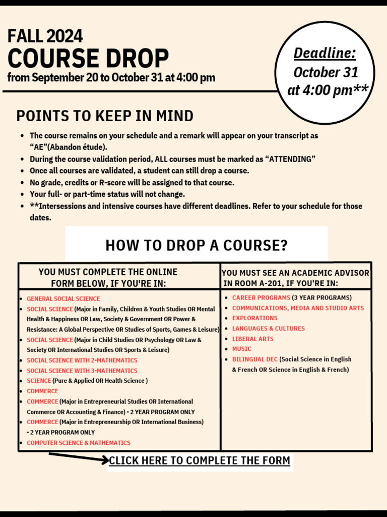 Fall 2024 Course Drop | PDF