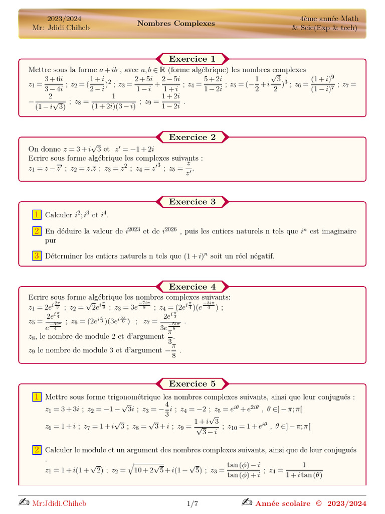 Nombres Complexes | PDF