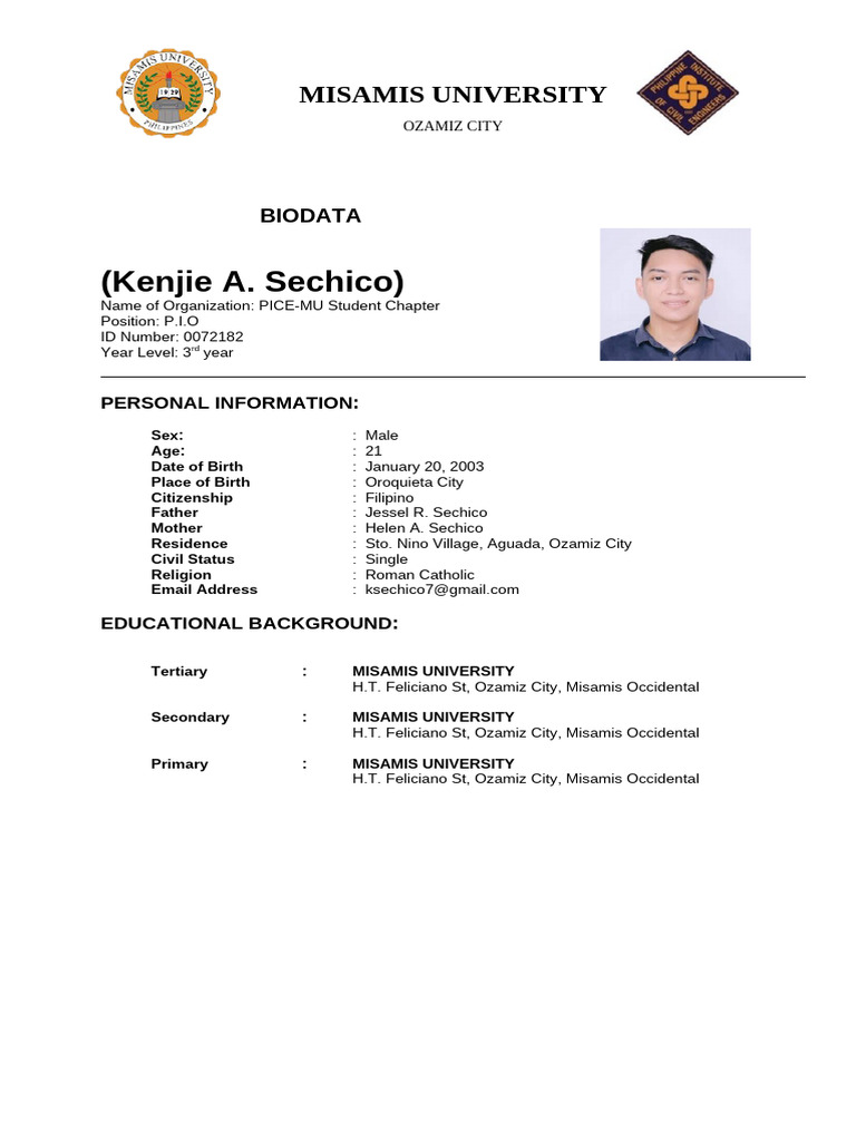 Sechico Pice Officers Biodata | PDF