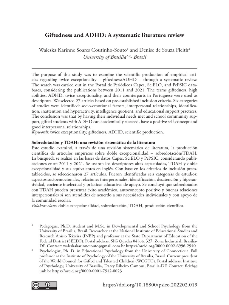 Giftedness and ADHD - A Systematic Literature Review | PDF