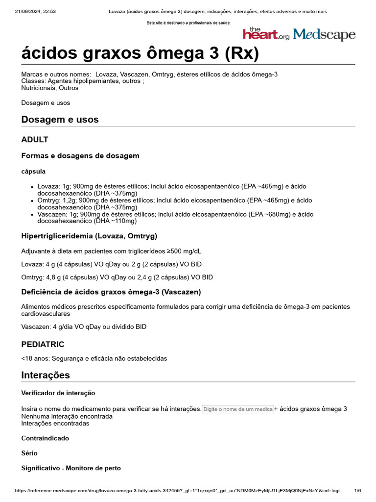 Lovaza (Ácidos Graxos Ômega 3) Dosagem, Indicações, Interações, Efeitos ...