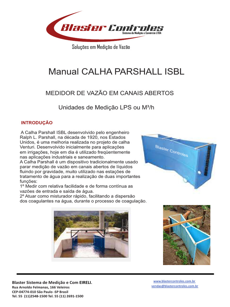 Calha Parshall - Blaster Controles | PDF