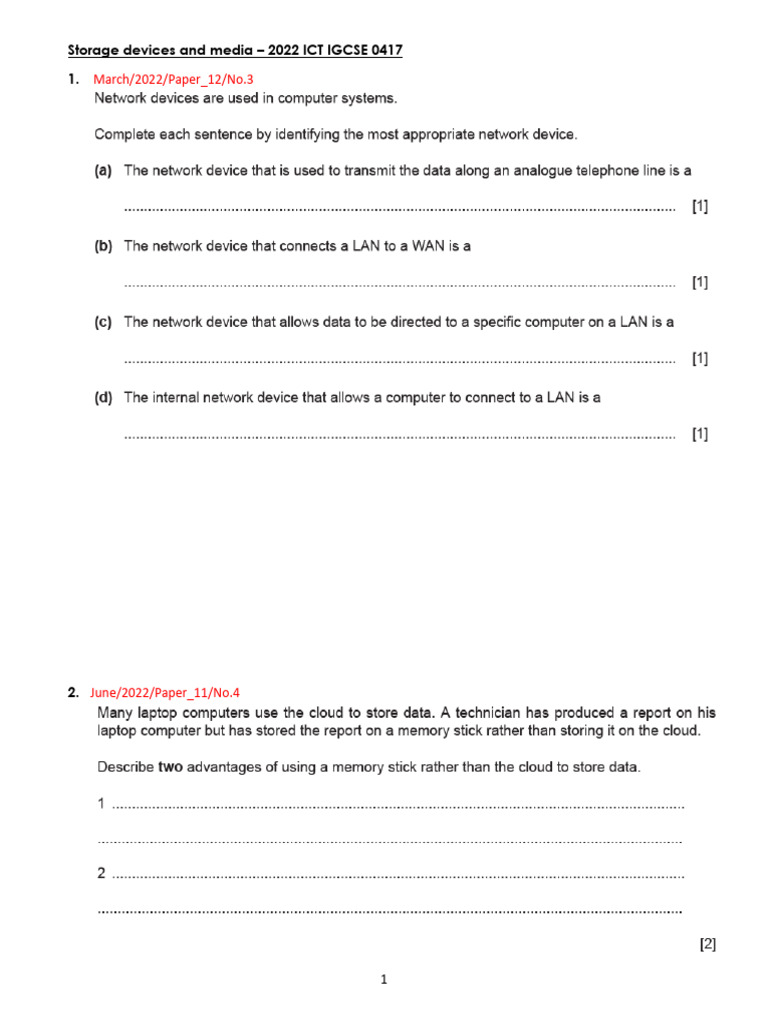 2022 Storage Devices and Media IGCSE 0417 | PDF