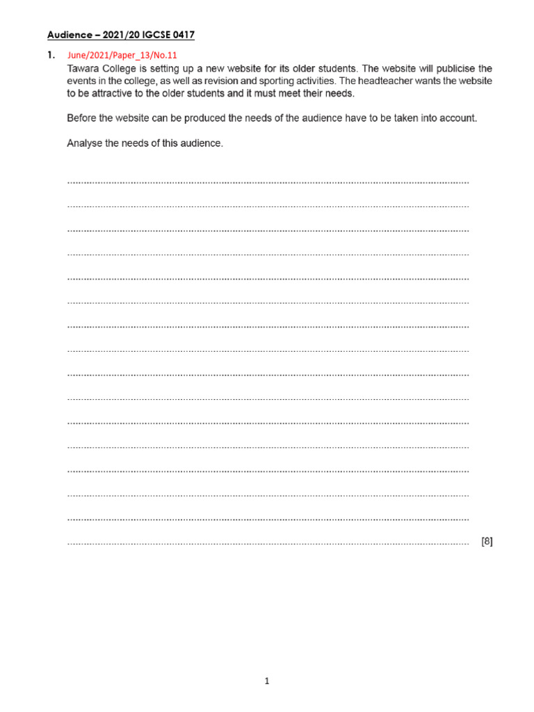 2021 - 20 Audience IGCSE 0417 | PDF