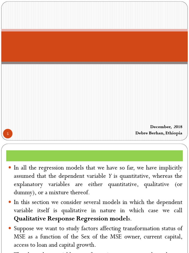 Regression With Qualitative Information Highlight On Binary Choice Models Pdf 0244