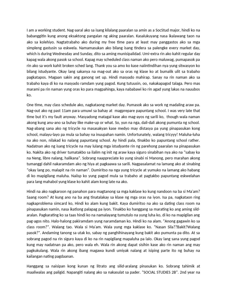 Working Student | PDF | Language Arts & Discipline