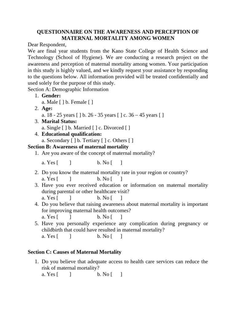 4&5 On The Awareness and Perception of Maternal Mortality Among Women | PDF