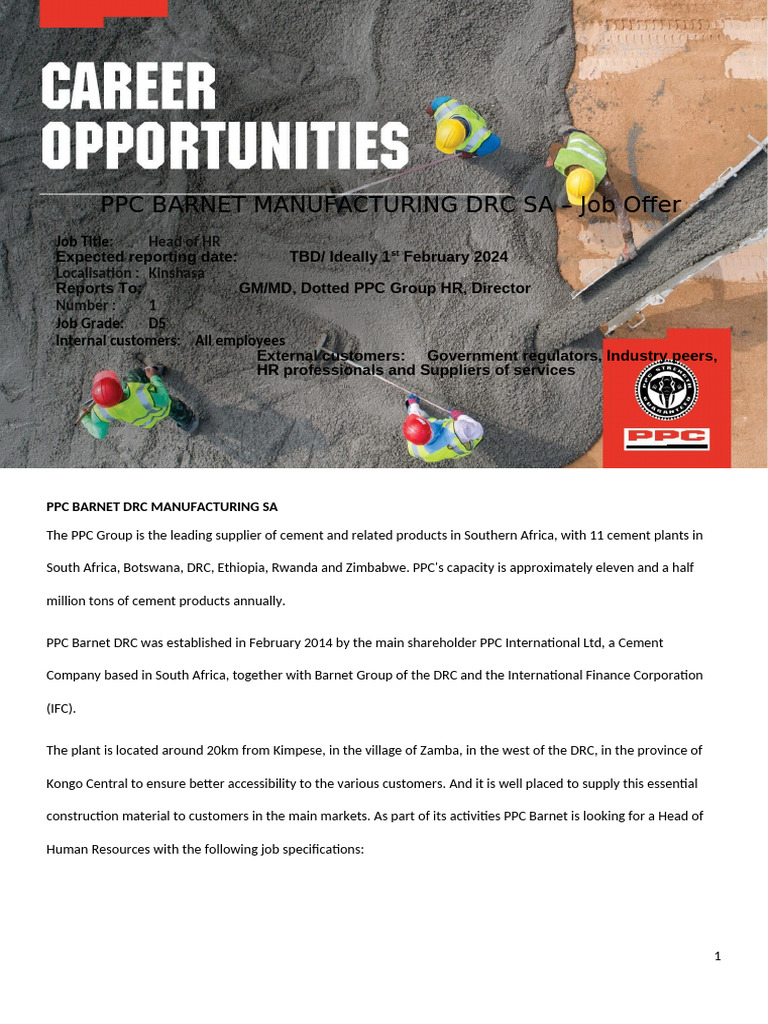 Copie de PPCB HRM - Job Advert | PDF | Talent Management | Career & Growth