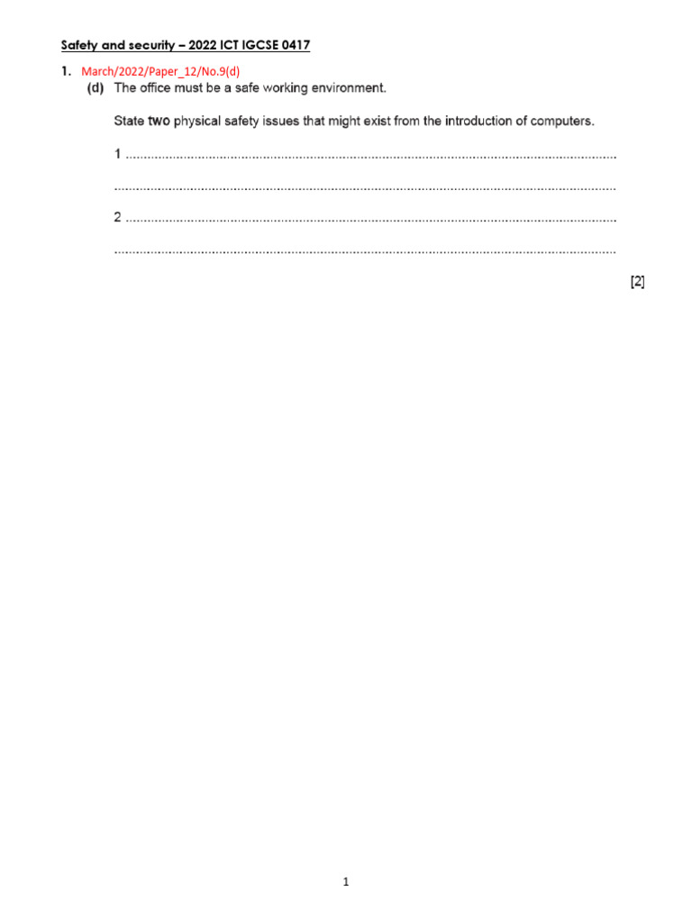 2022 Safety and Security IGCSE 0417 | PDF