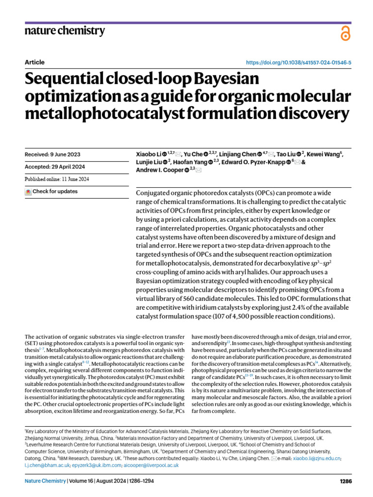 Sequential Closed-Loop Bayesian Optimization As A Guide For Organic Molecular ...