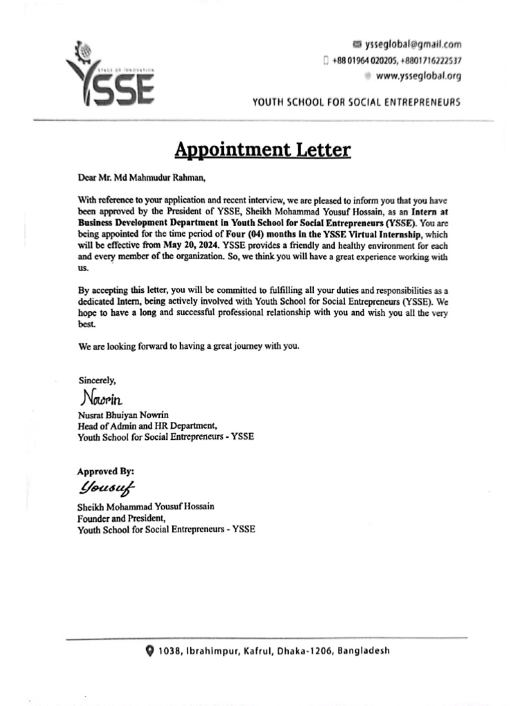 Appointment Letter | PDF