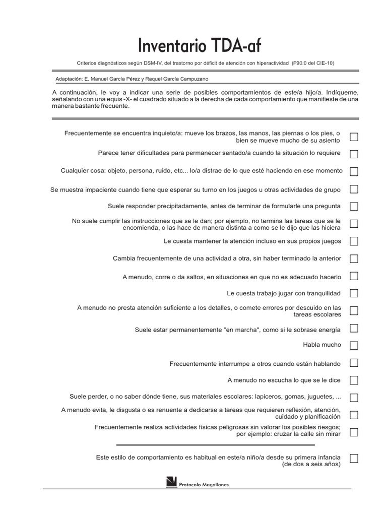INVENTARIO TDA-H | PDF