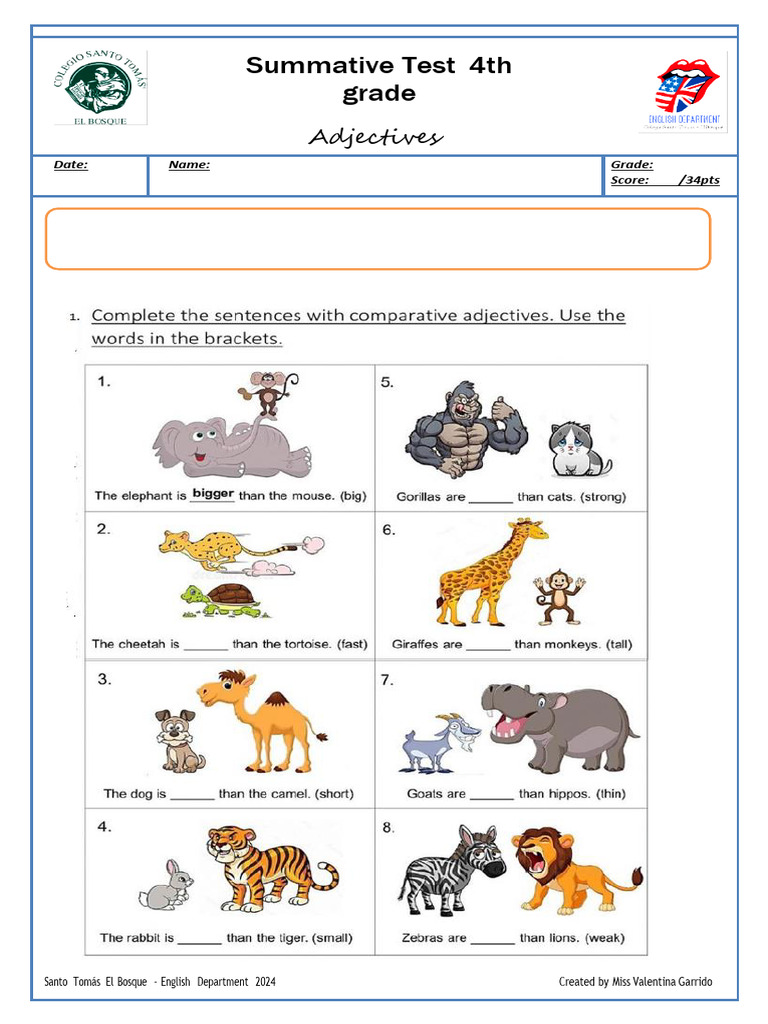 Summative Test 4TH Graders - 2024 | PDF
