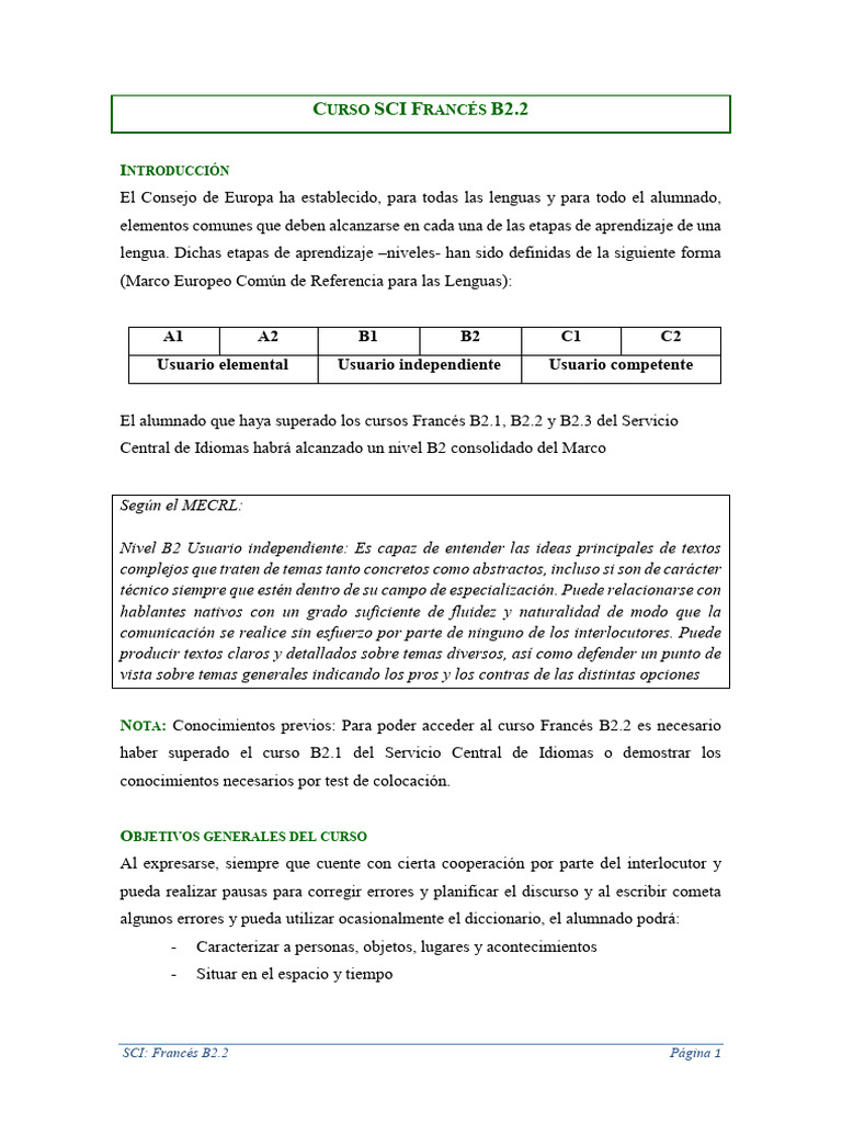 Docencia Programacion Frances b2 2 | PDF