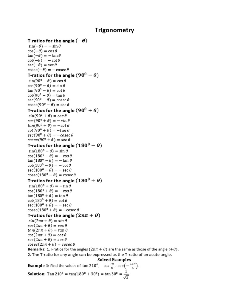 Trigonometry (1) | PDF