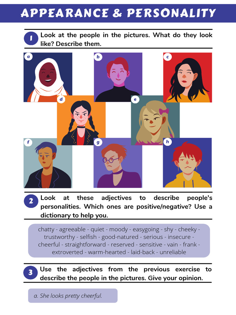 Appearance and Personality Worksheet | PDF