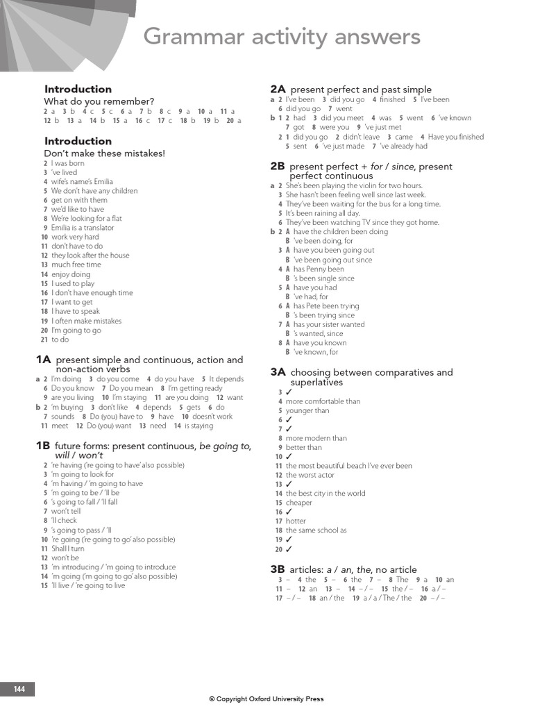 Revision Grammar KEYS | PDF | Linguistic Morphology | Grammar