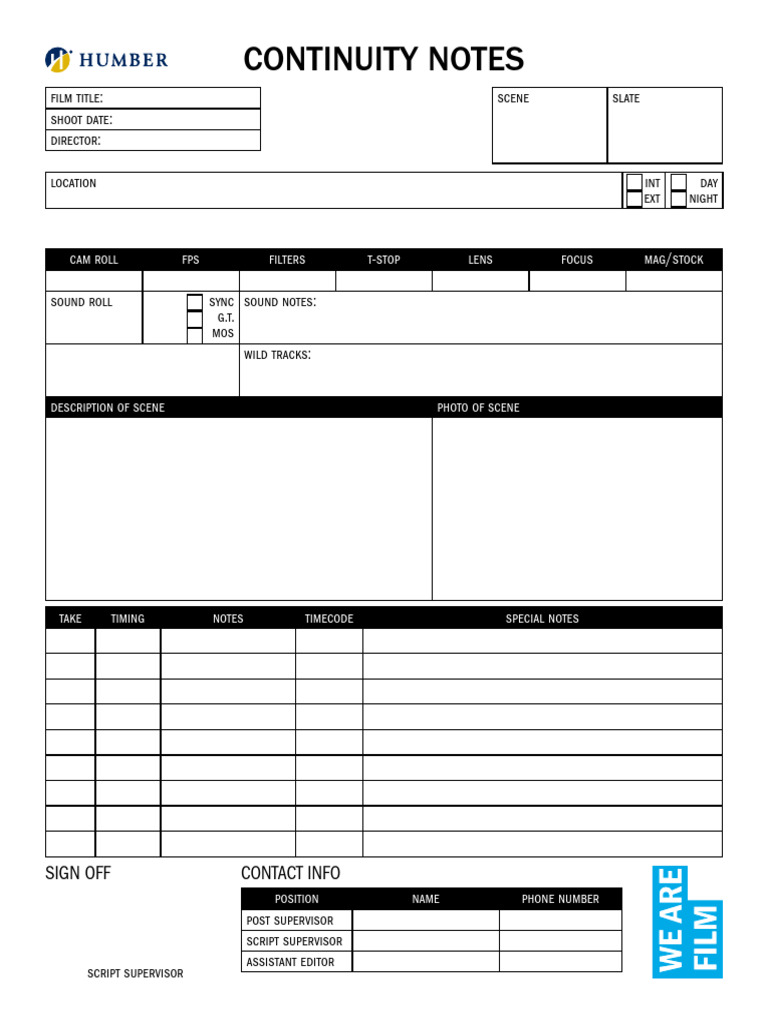 Continuity Sheets | PDF