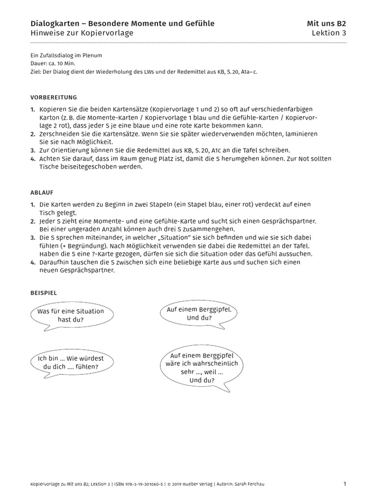 Mit Uns B2 Kopiervorlage Lektion 3 | PDF