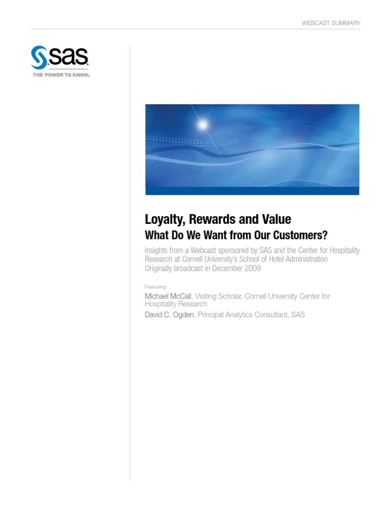 Loyalty, Rewards and Value: What Do We Want From Our Customers? | PDF ...