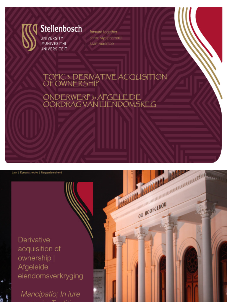 Derivative Acquisition of Ownership | PDF | Roman Law | Law