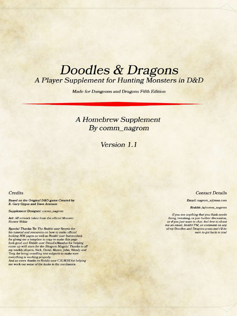 Monster Hunter DND 5e Monsters Supplement | PDF