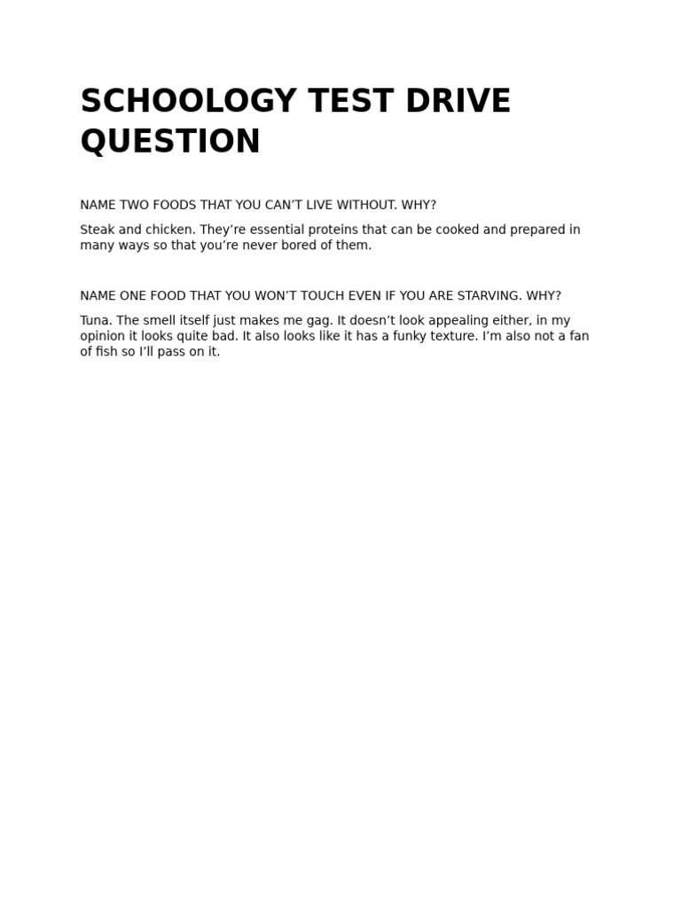 Schoology Test Drive Question | PDF