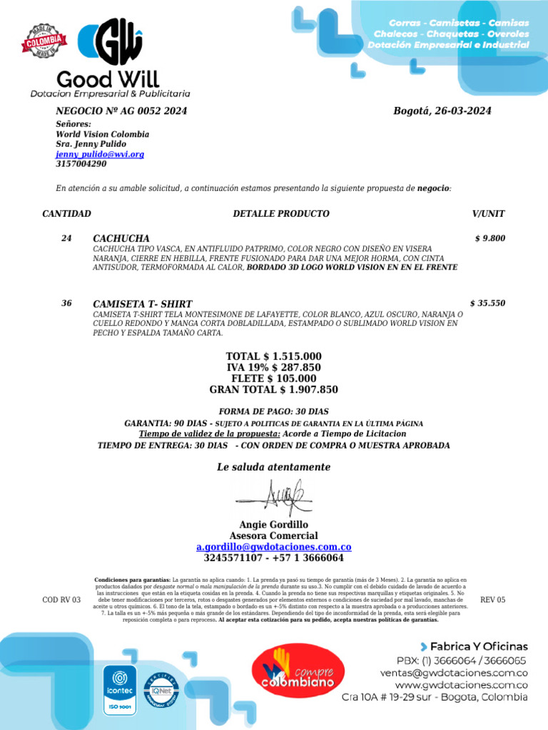 AG 0052 World Vision Colombia | PDF