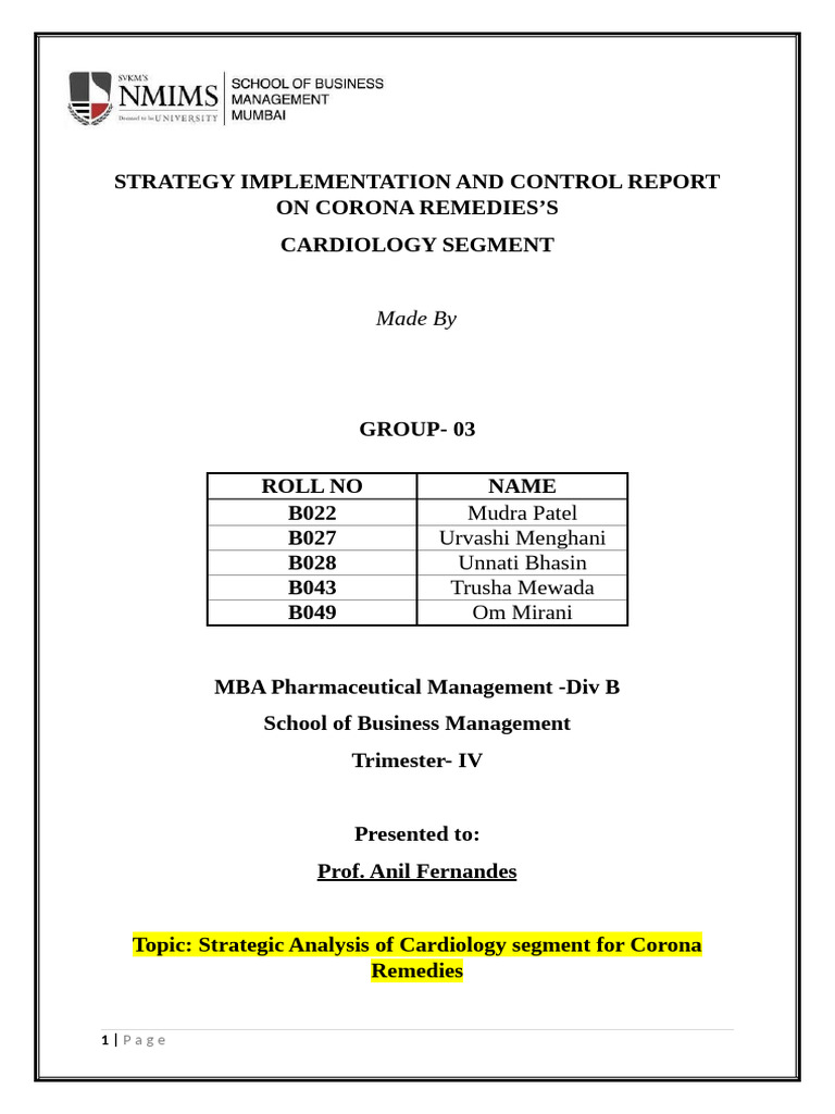 Group 03 Strategy Implementation & Control | PDF