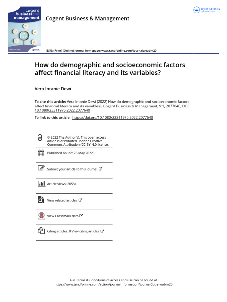 How Do Demographic and Socioeconomic Factors Affect Financial Literacy | PDF | Literacy ...