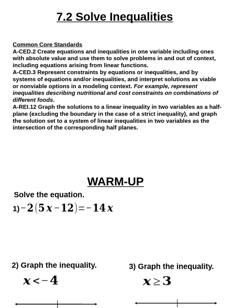Algebra172SolveInequalities 1 | PDF