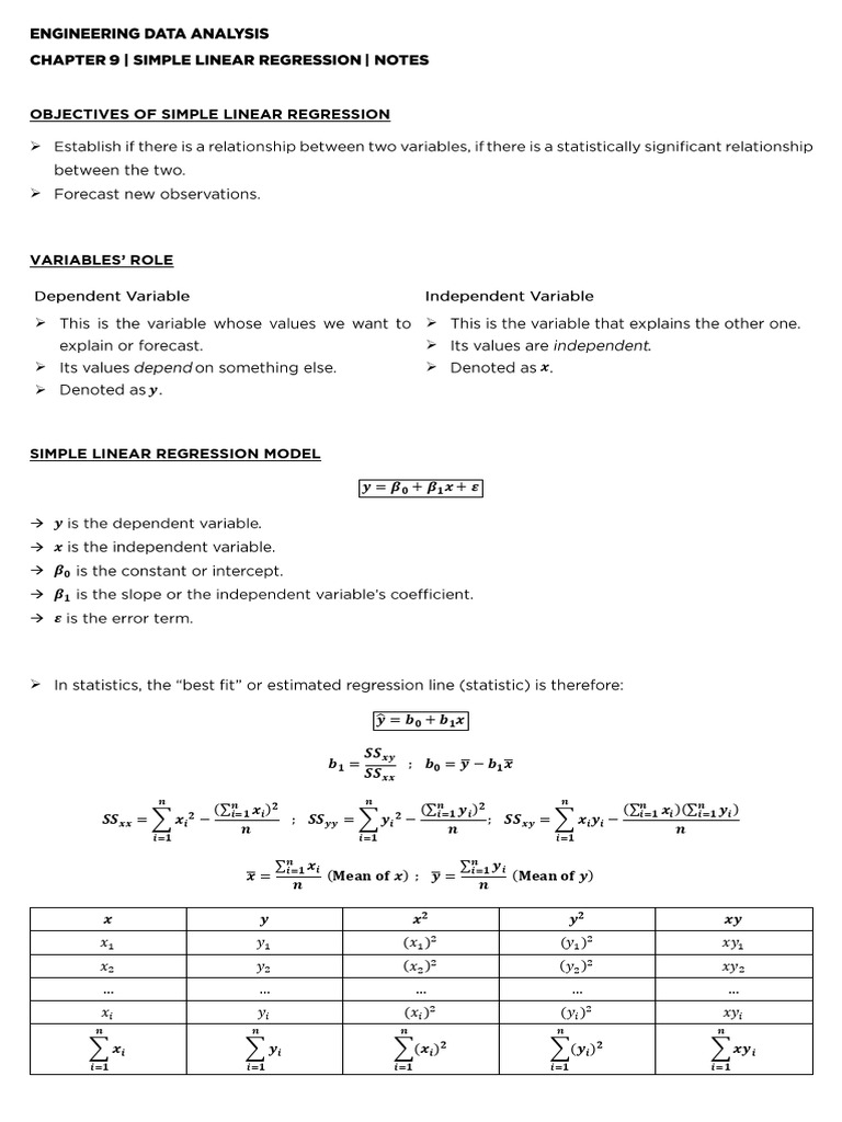 Chapter 9 Simple Linear Regression | PDF