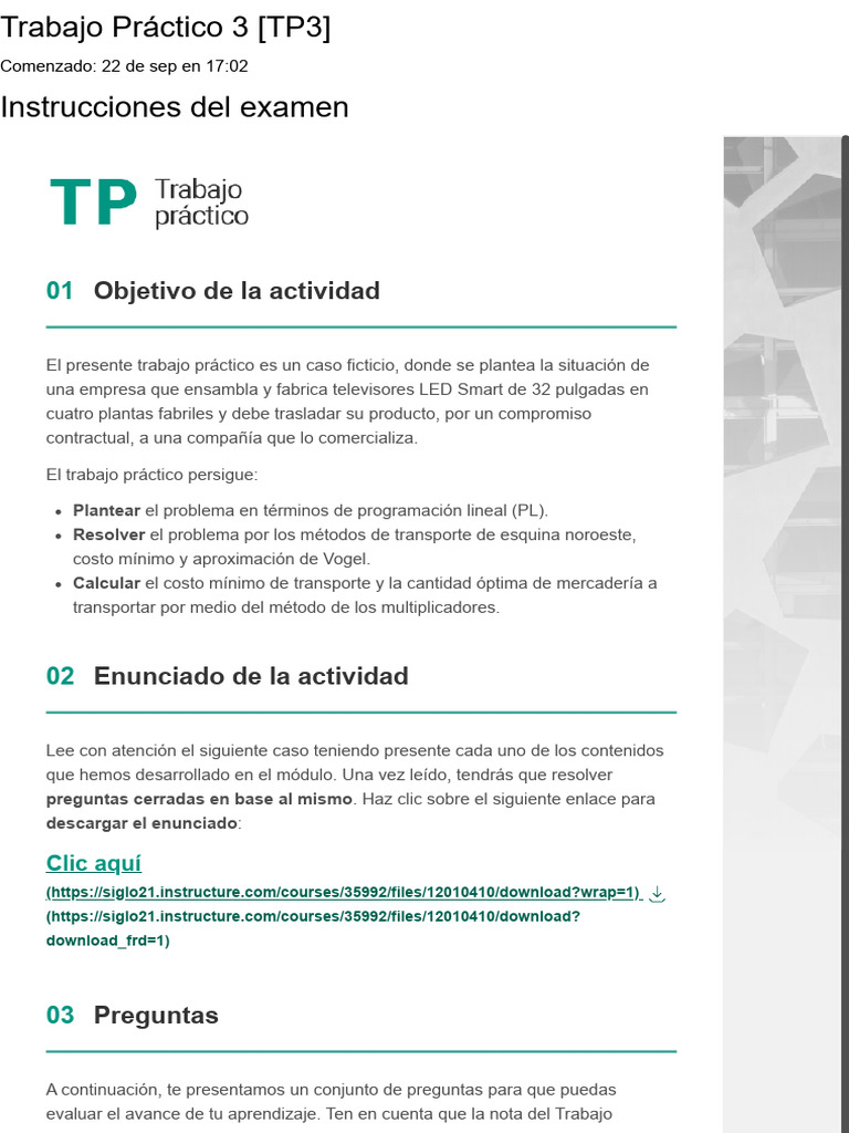 Examen - Trabajo Práctico 3 (TP3) | PDF