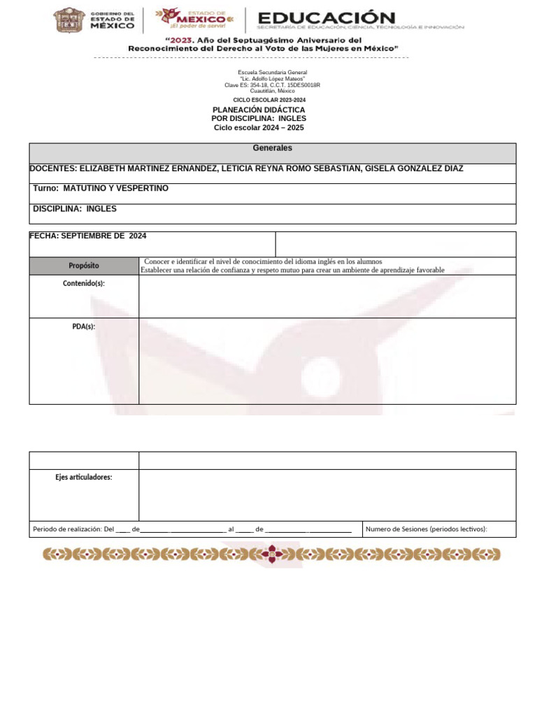 Formato Planeacion Por Disciplina 2024-2025 | PDF | Evaluación | Enseñando